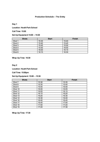 Production Schedule | PDF