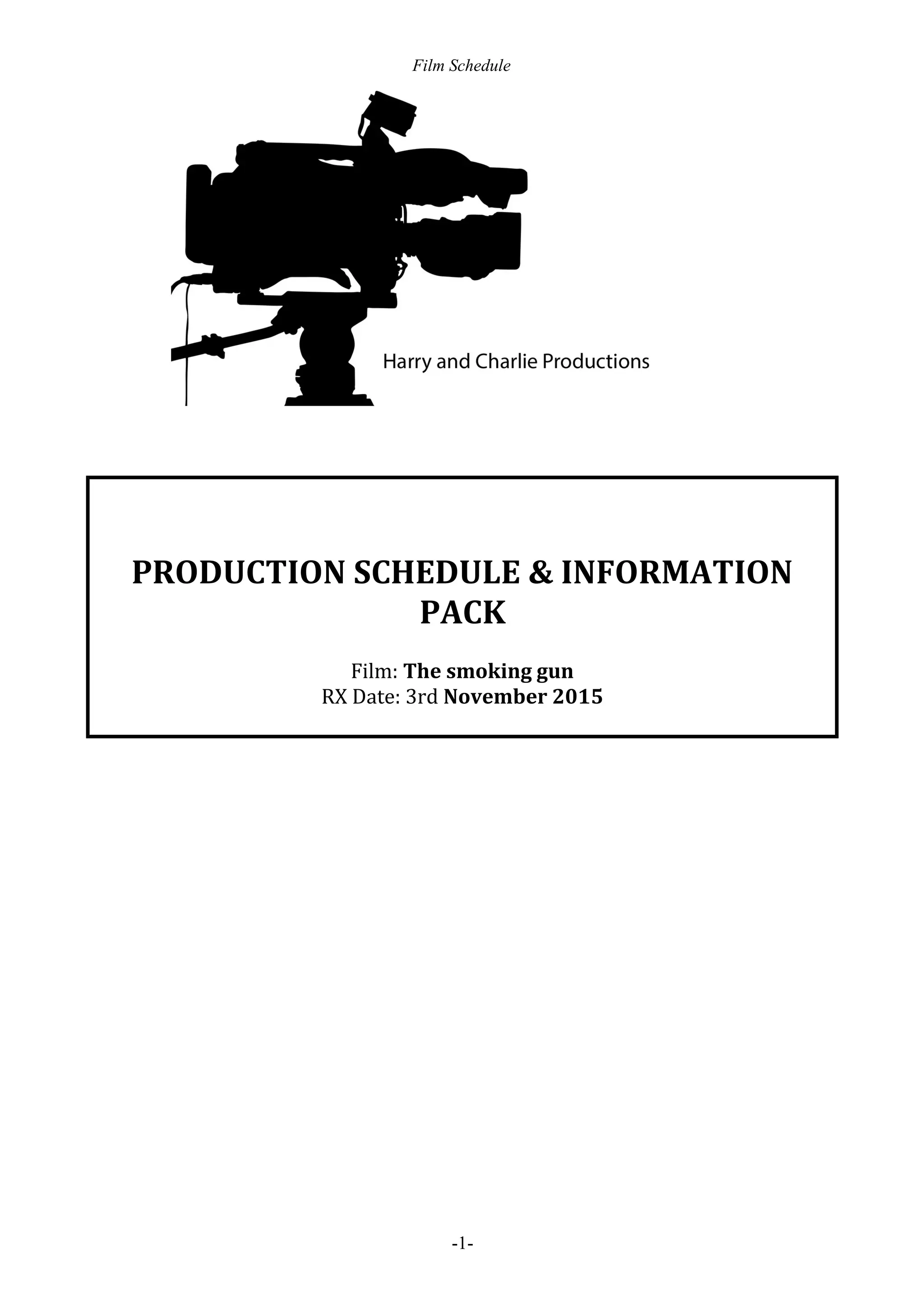 Production schedule (for actors and crew) | DOC