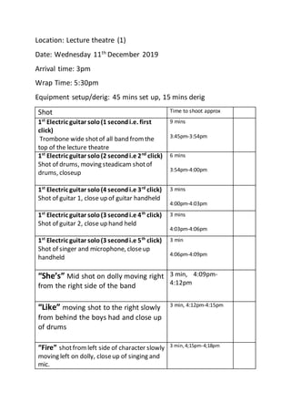 Production schedule lecture theatre | PDF