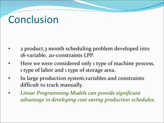 Production scheduling | PPT | Business | Business and Finance