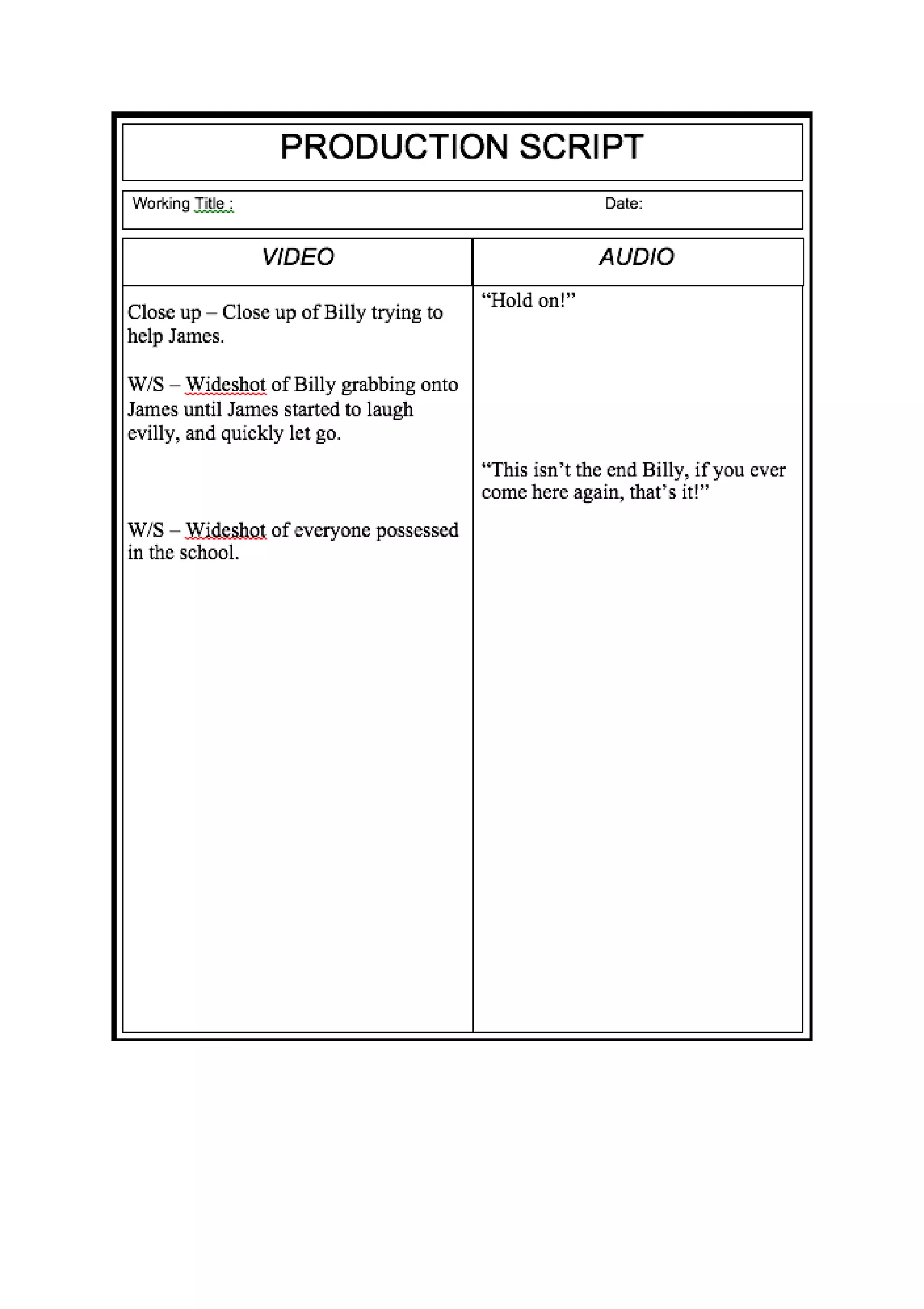 Production script for unit 11 | DOCX