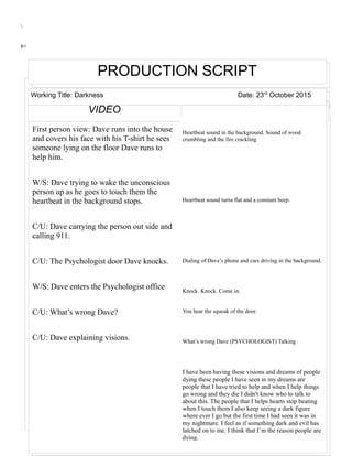 Production script first half | DOC | Horror | Genres
