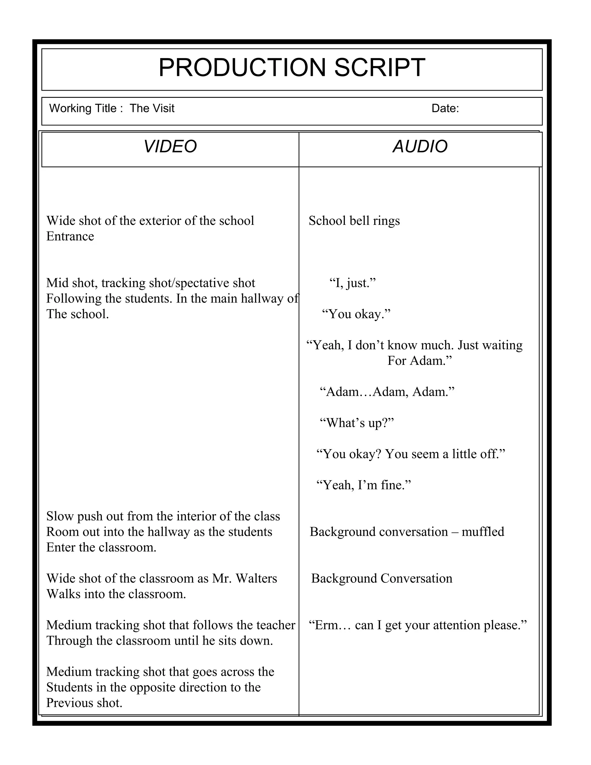Production script page 1 | DOC