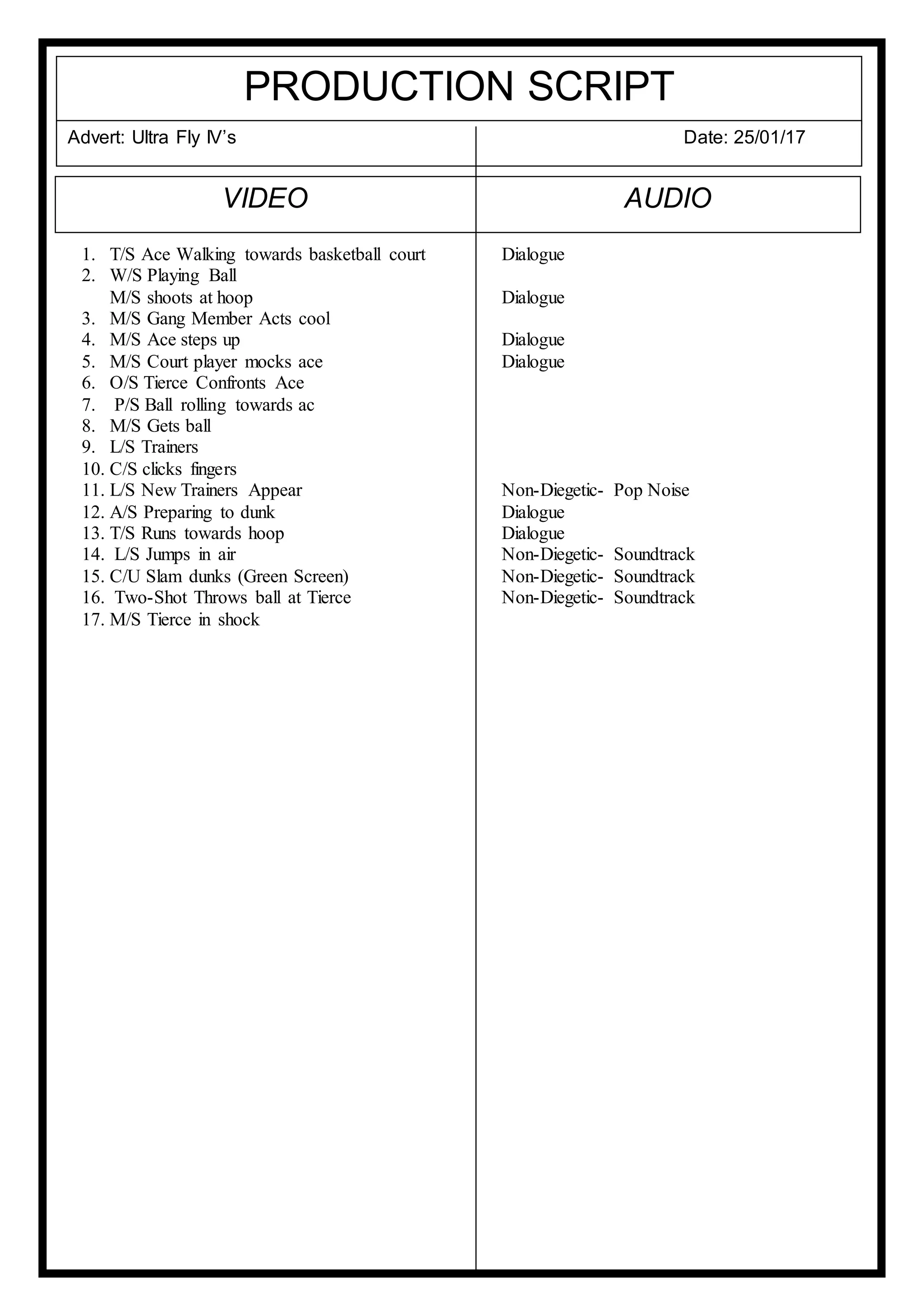 Production script tainer advert | DOCX