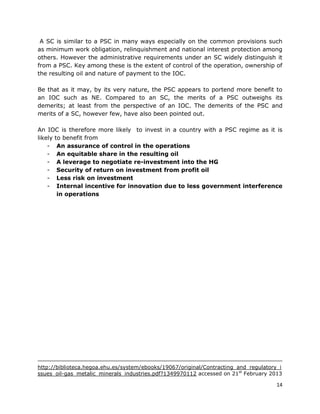 Production sharing agreements vs service contracts from the view of an ...