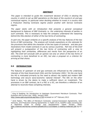 Production sharing agreements vs service contracts from the view of an ioc | DOCX