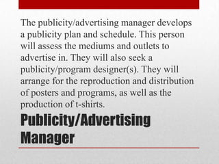 Production staff positions in theater | PPTX