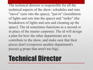 Production staff positions in theater | PPTX