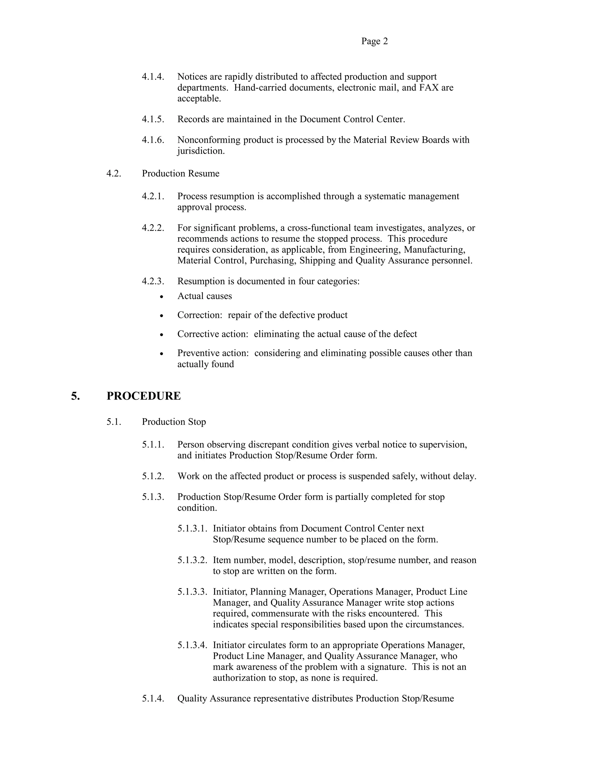 Production stop | DOC