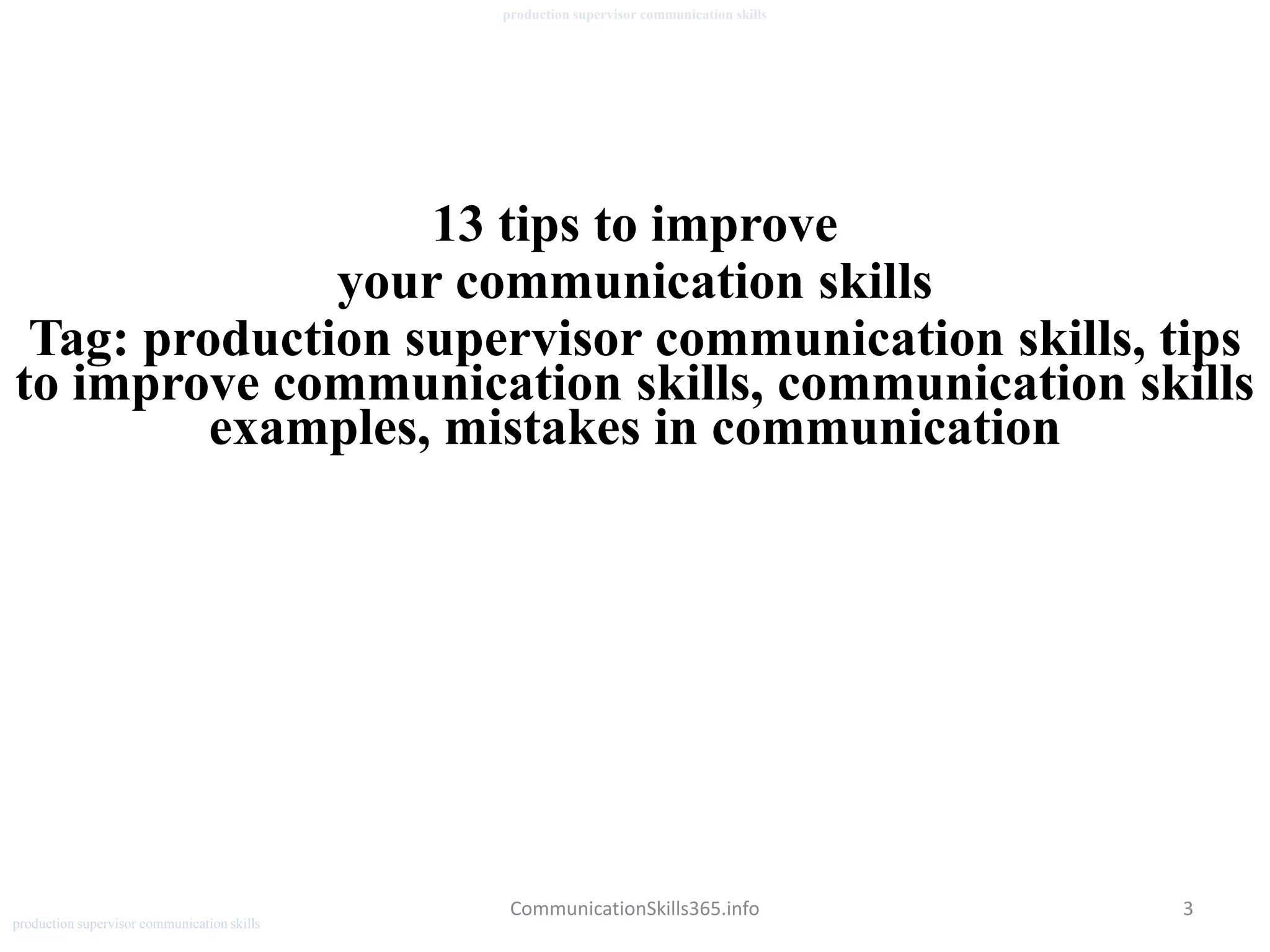 Production supervisor communication skills pdf | PPTX