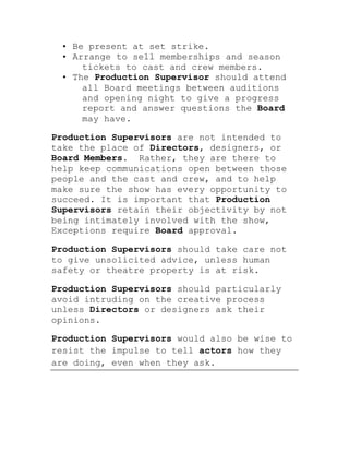 Production supervisor duties | DOCX | Video Production | Content Production