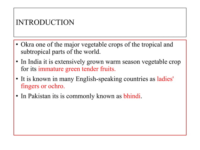 Production technology of okra | PPTX