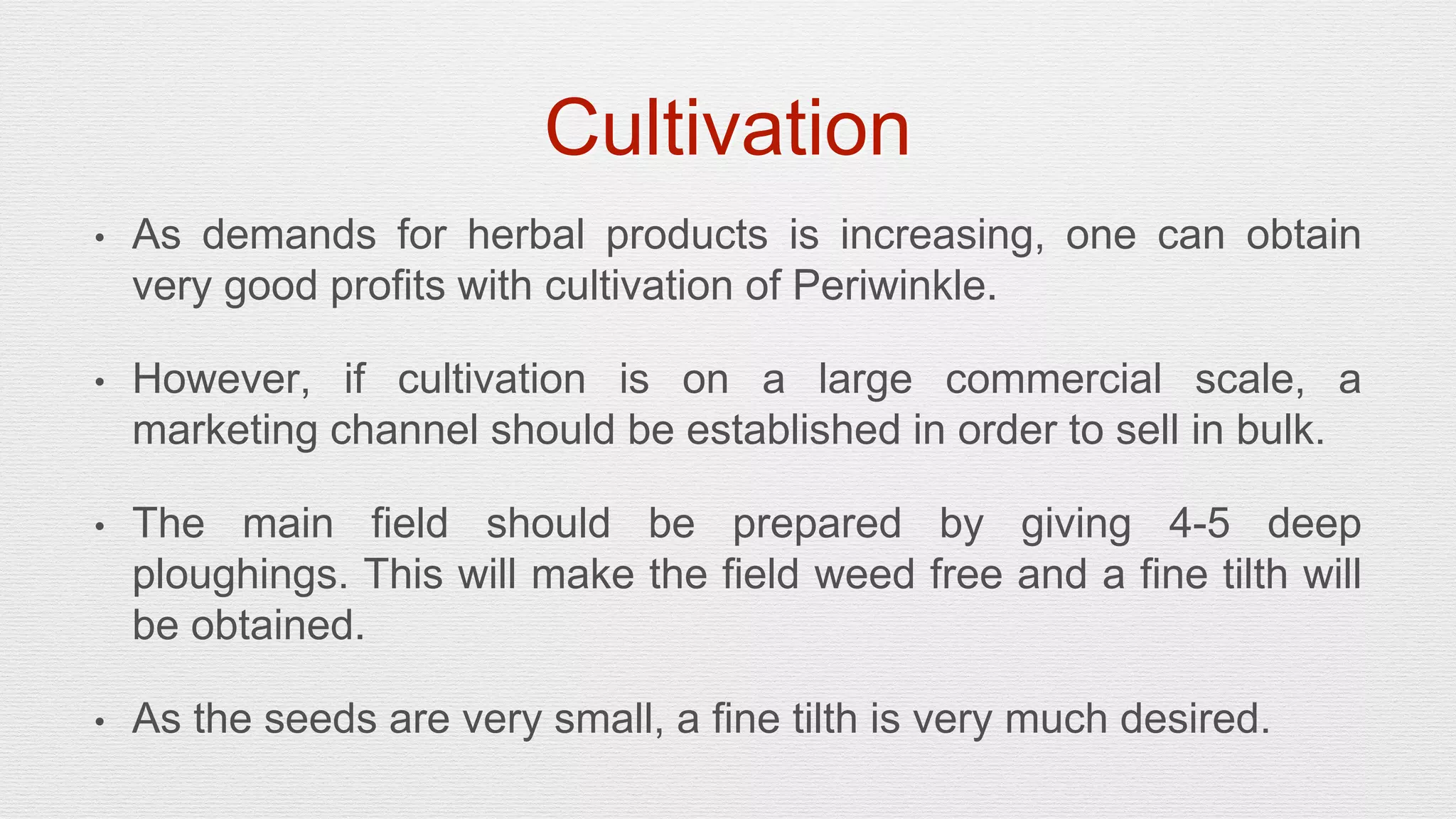 Production Technology of Periwinkle | PPTX