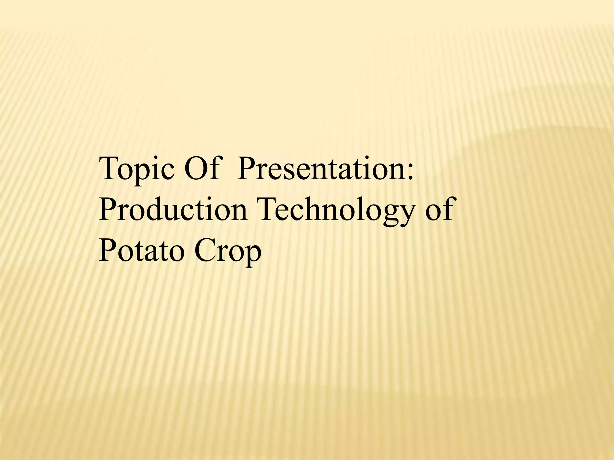 Production tehnology of potato crop | PPTX