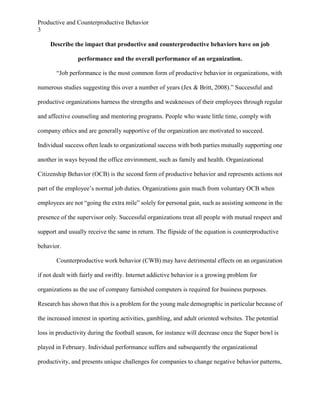 Productive and counterproductive behavior paper | PDF
