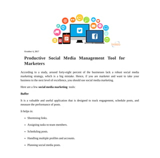 Productive social media management tool for marketers | PPT