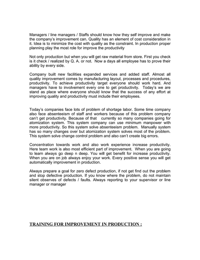 Productivity and Improvement in Productivity | DOC