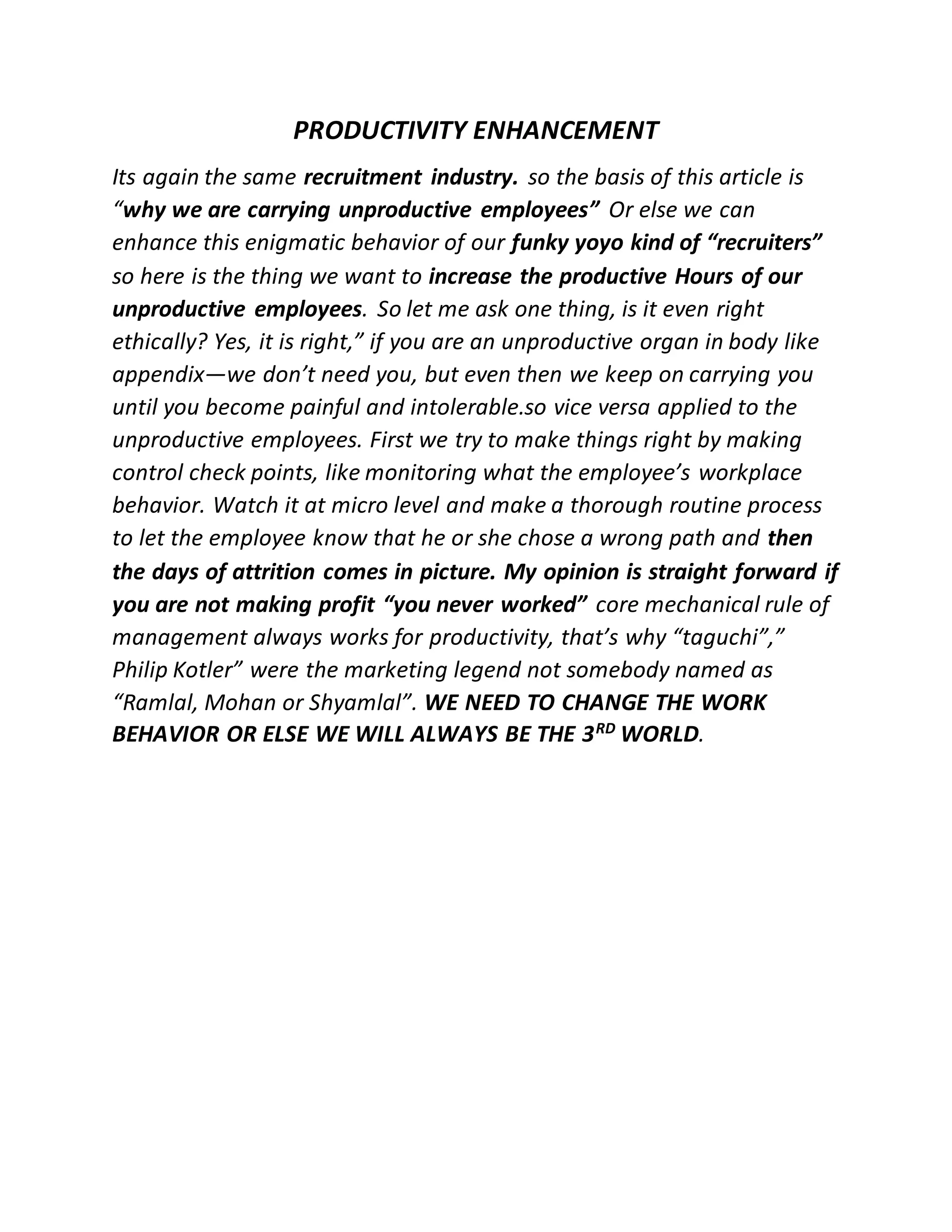 Productivity enhancement FOR MANAGERS | PDF