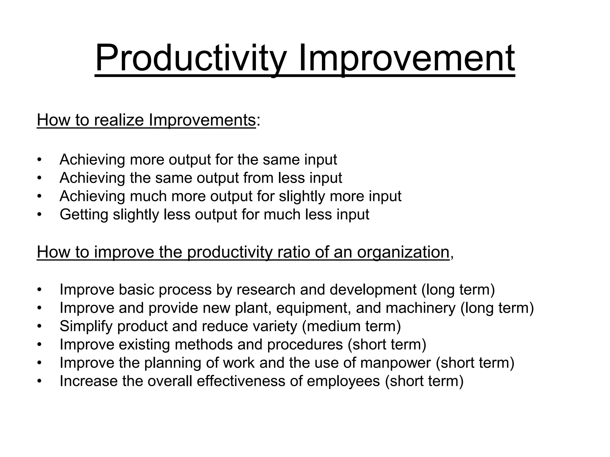 Productivity Improvement R | PPTX