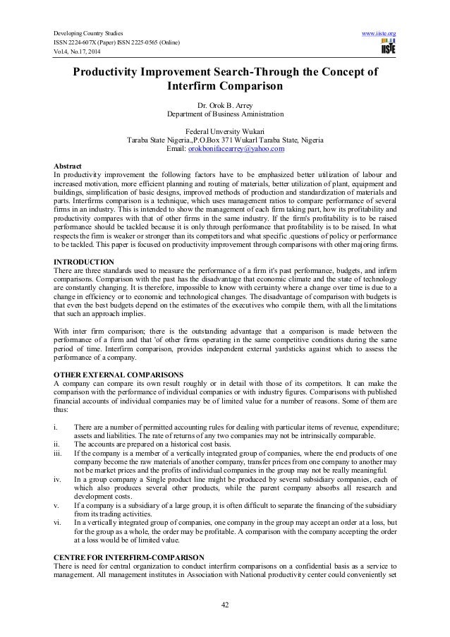 Productivity improvement search through the concept of interfirm comp…