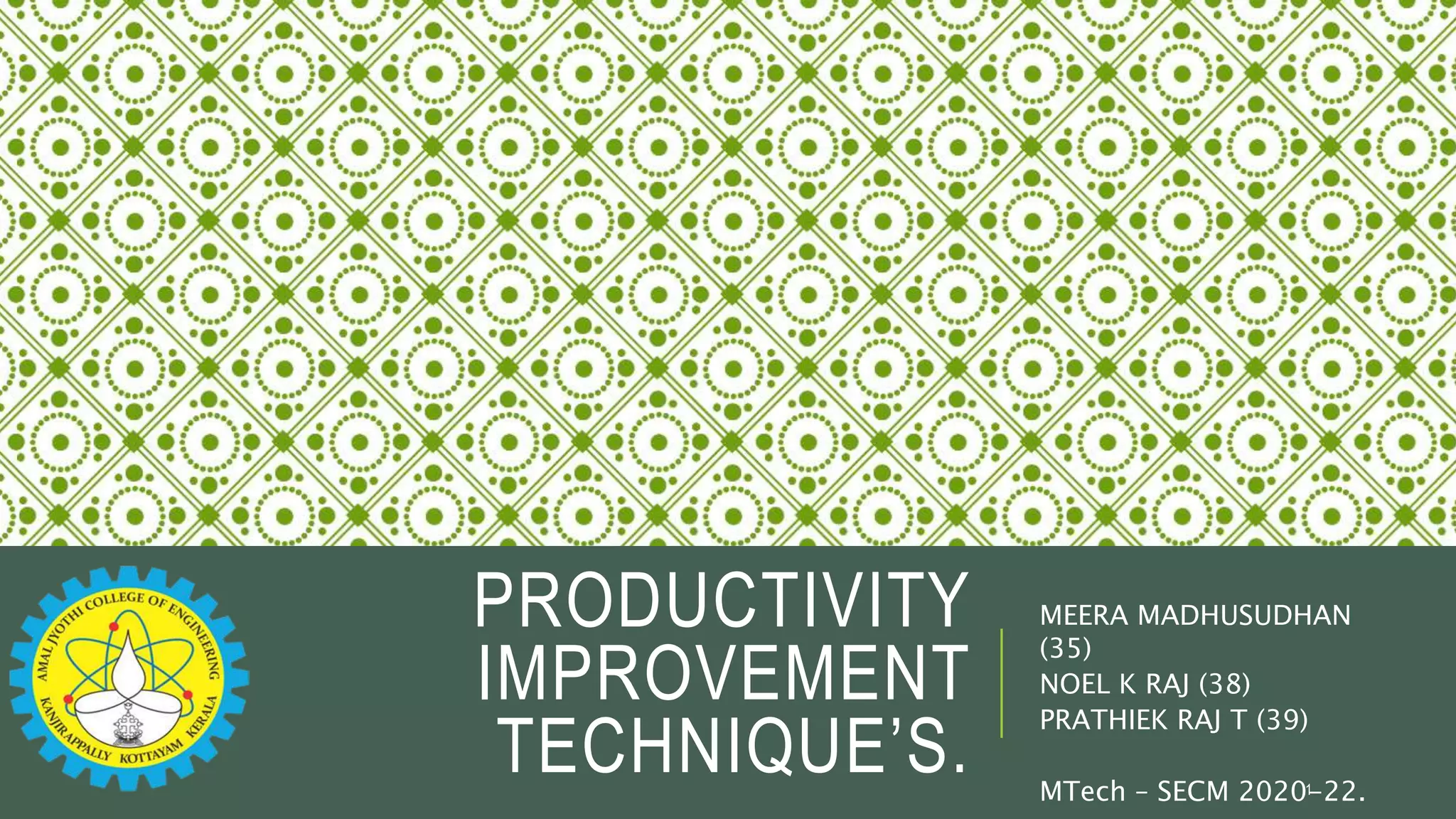 Productivity improvement techniques | PPTX
