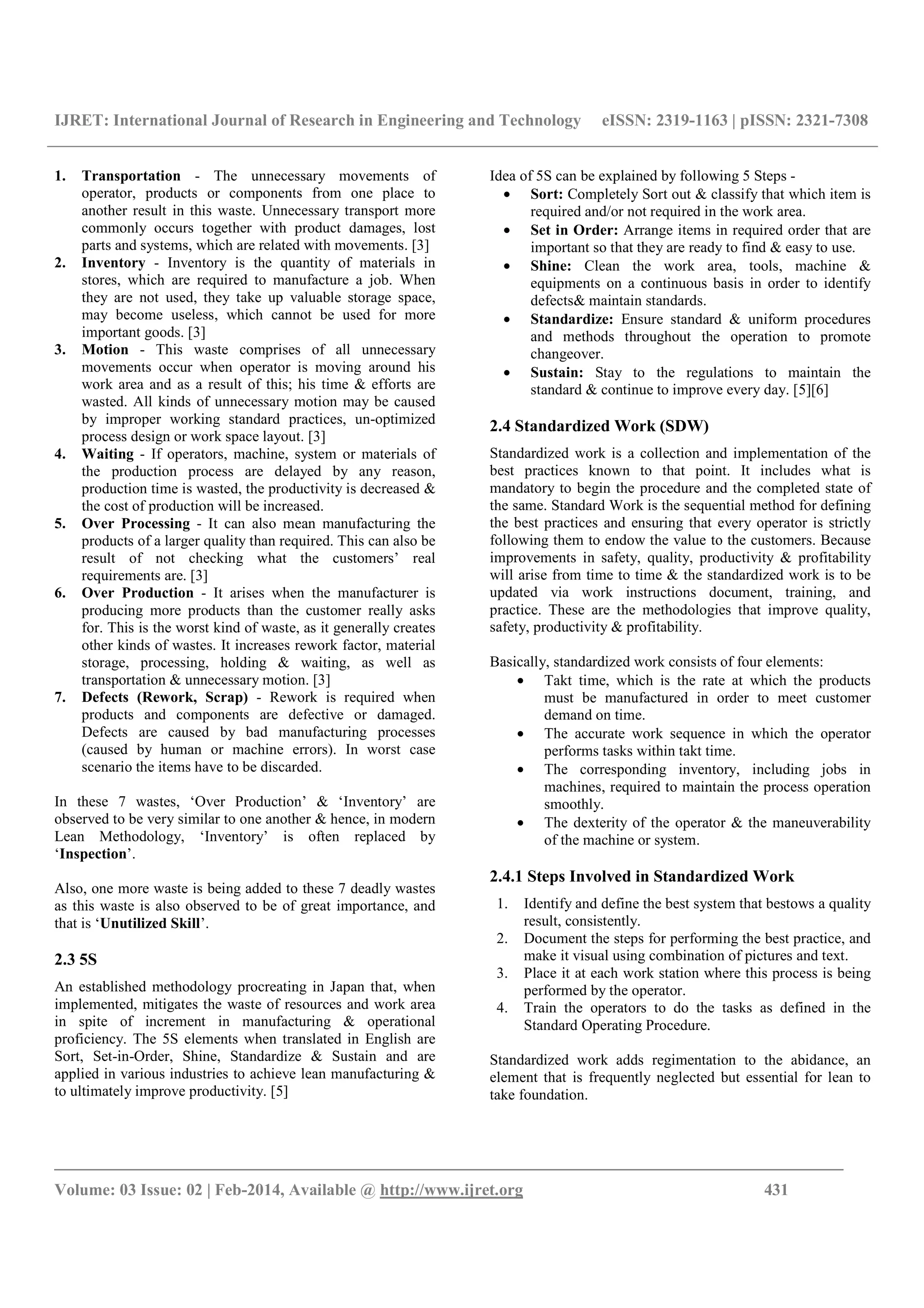 Productivity improvement through lean deployment & | PDF