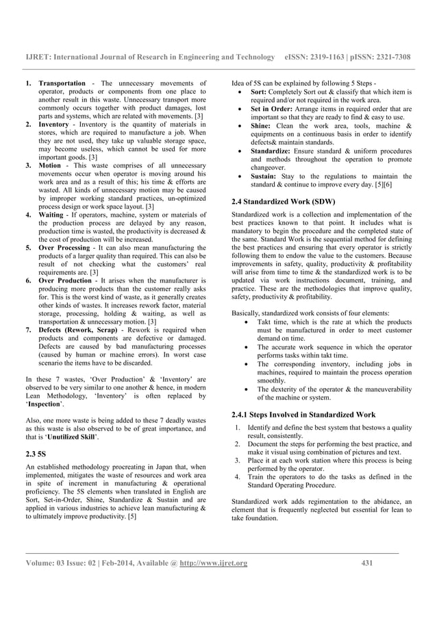 Productivity improvement through lean deployment & | PDF