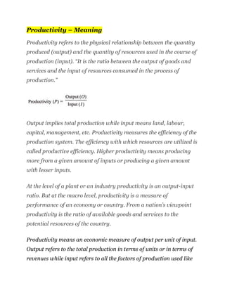 Productivity – meaning | PDF