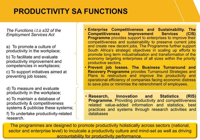 Introduction to Productivity SA presentation with GAD | PPT