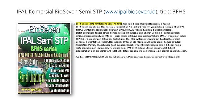 Ipal biotech, ipal komunal, ipal industrial by BioSeven STP (0821 4123 5115) | PPTX