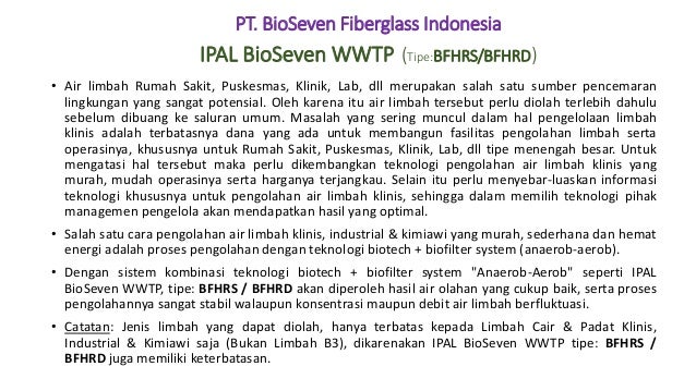 Ipal biotech untuk mengolah limbah cair komunal, pabrik, puskesmas, dll (0821 4123 5115) | PPT