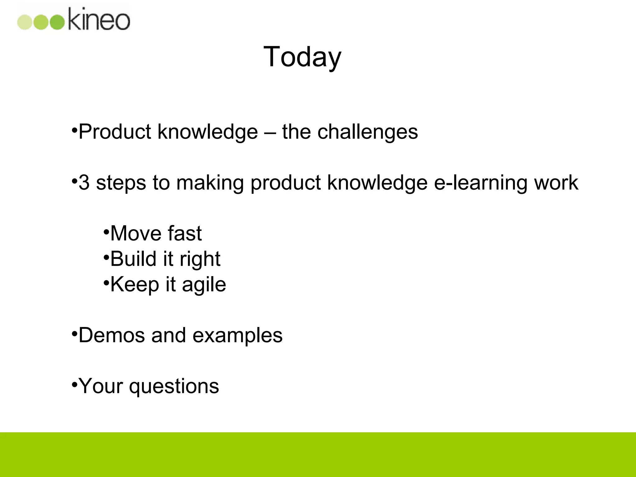 Kineo Product Knowledge e-Learning | PPT