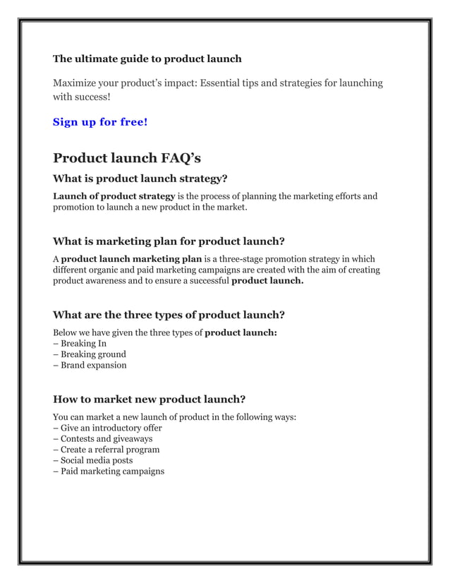 Product launch.pdf | Web Development | Internet