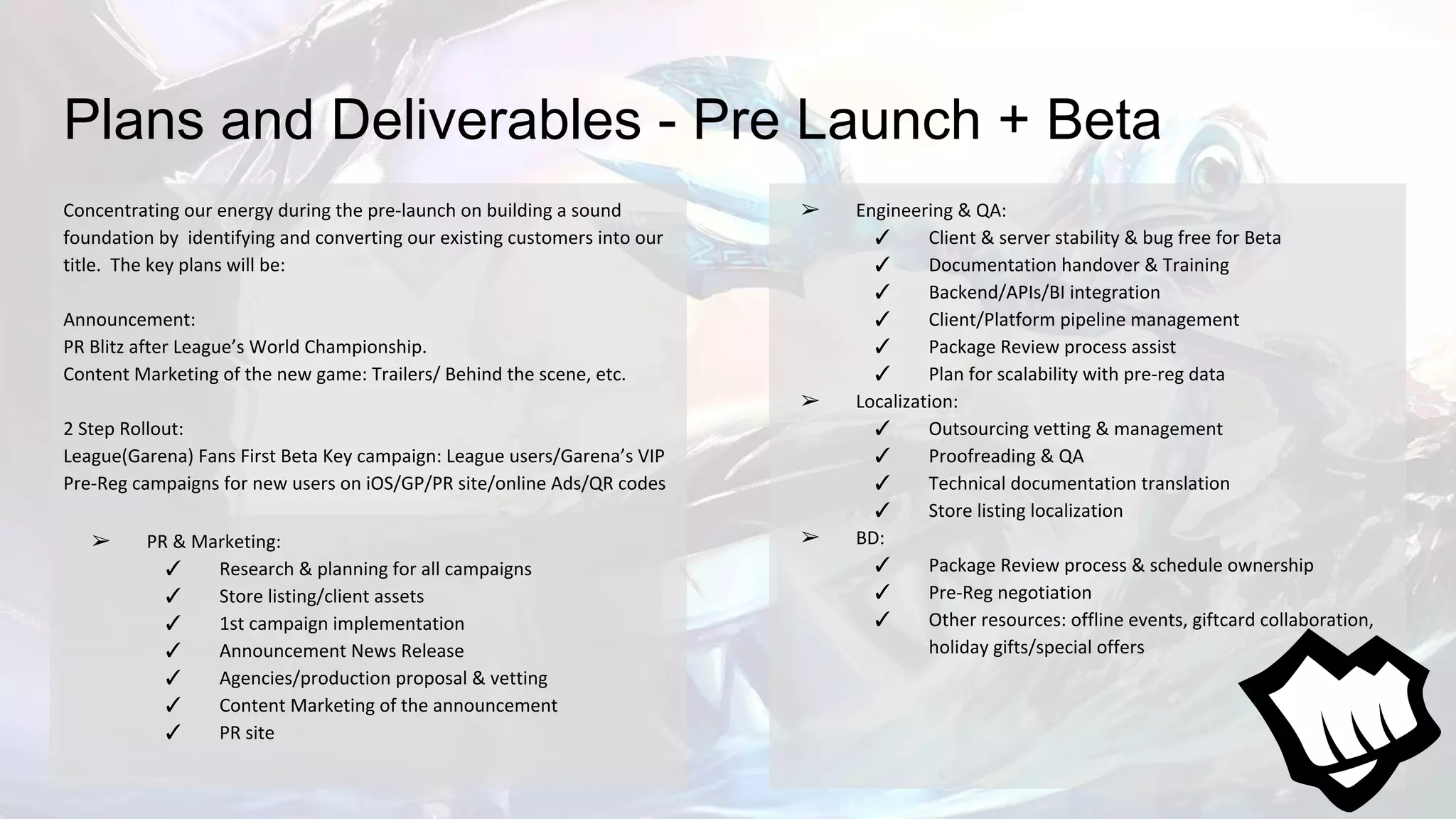 Riot Games Interview presentation Product launch plan | PDF