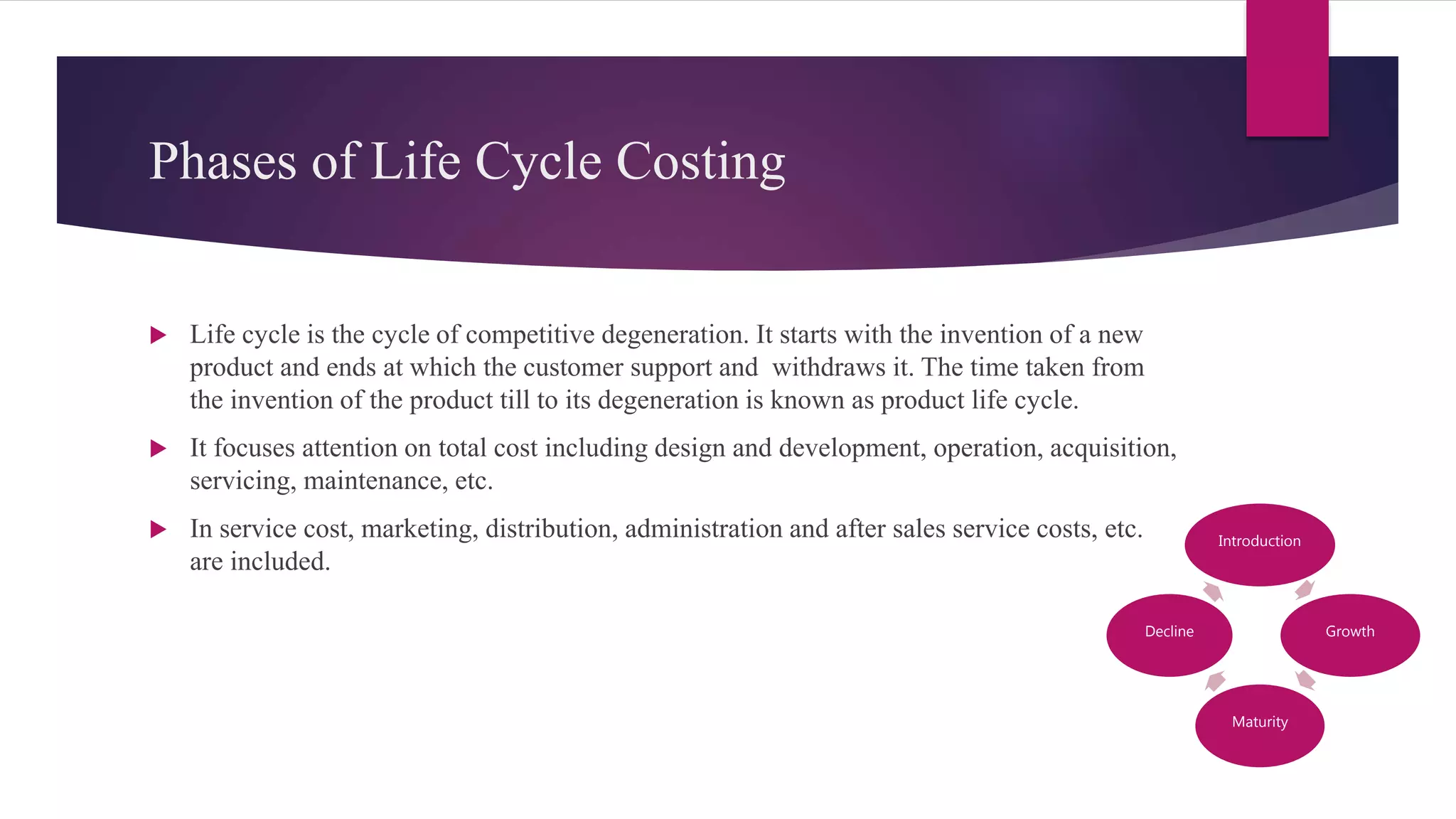 Product life cycle costing | PPTX