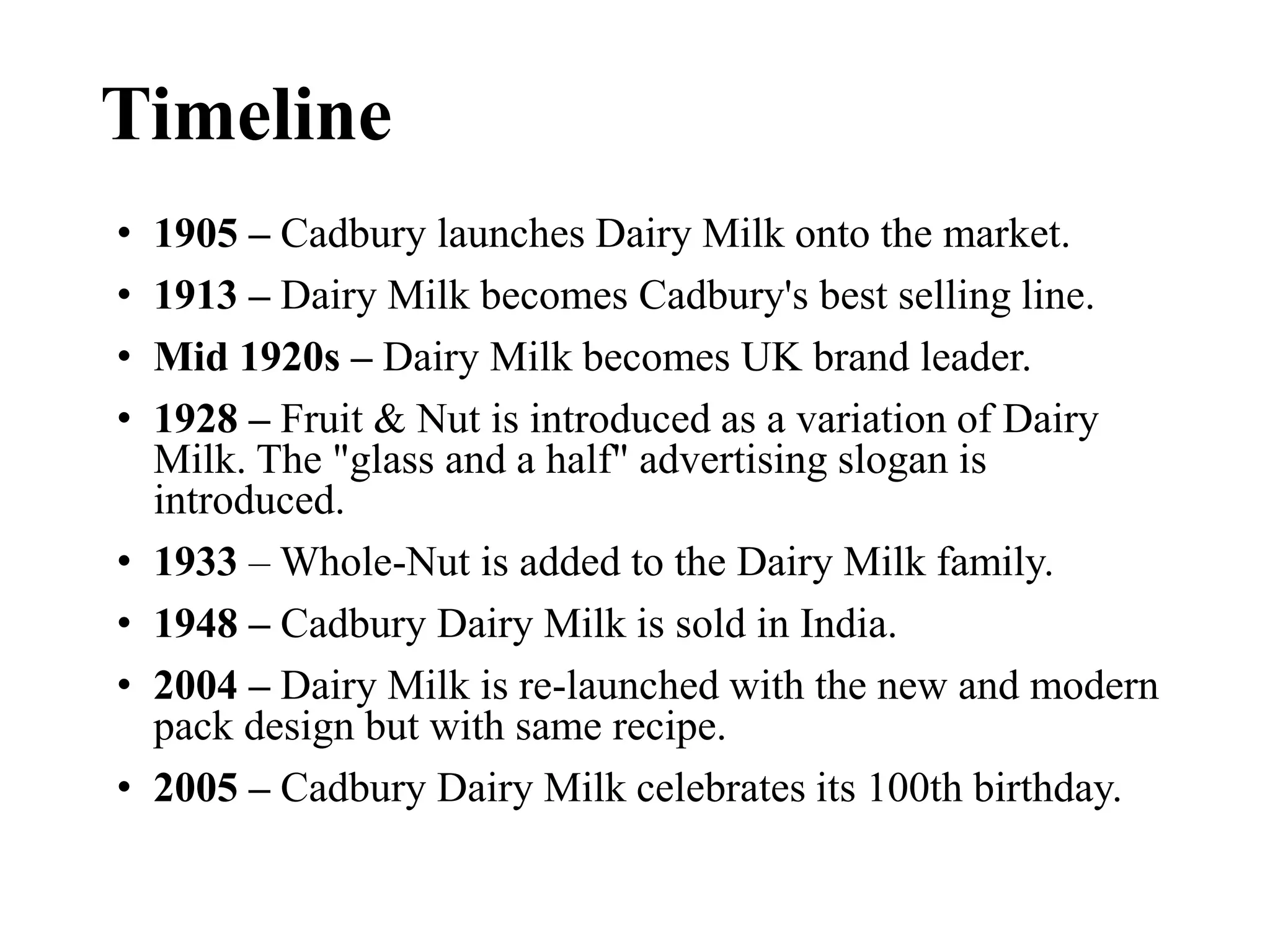 Product life cycle of dairy milk 03.04.2014