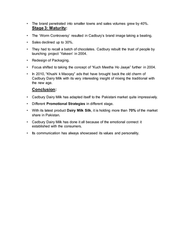 Product life cycle of dairy milk | DOCX