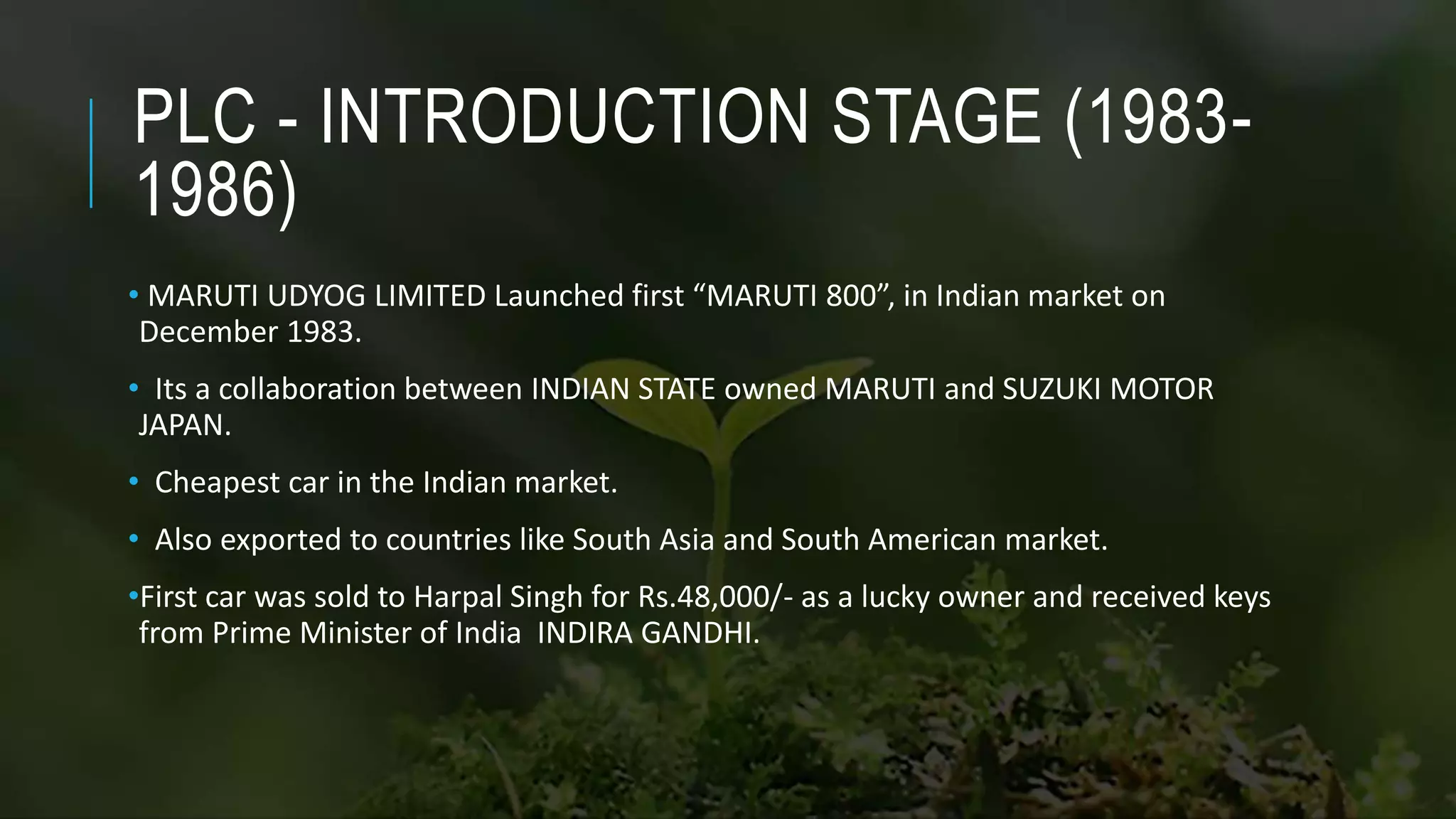 Product life cycle of maruti 800 | PPTX