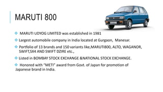 Product life cycle of maruti 800 | PPTX