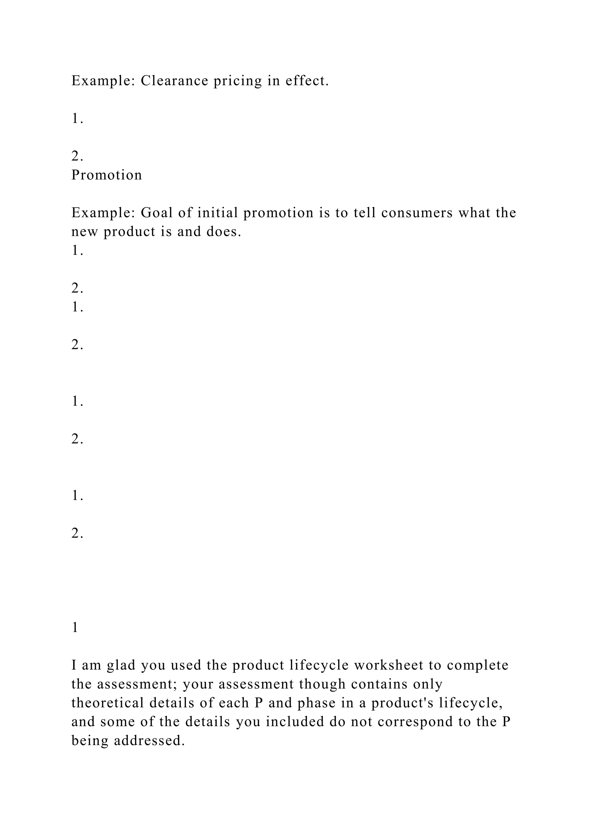 Product Lifecycle Worksheet For each part of the marketing.docx