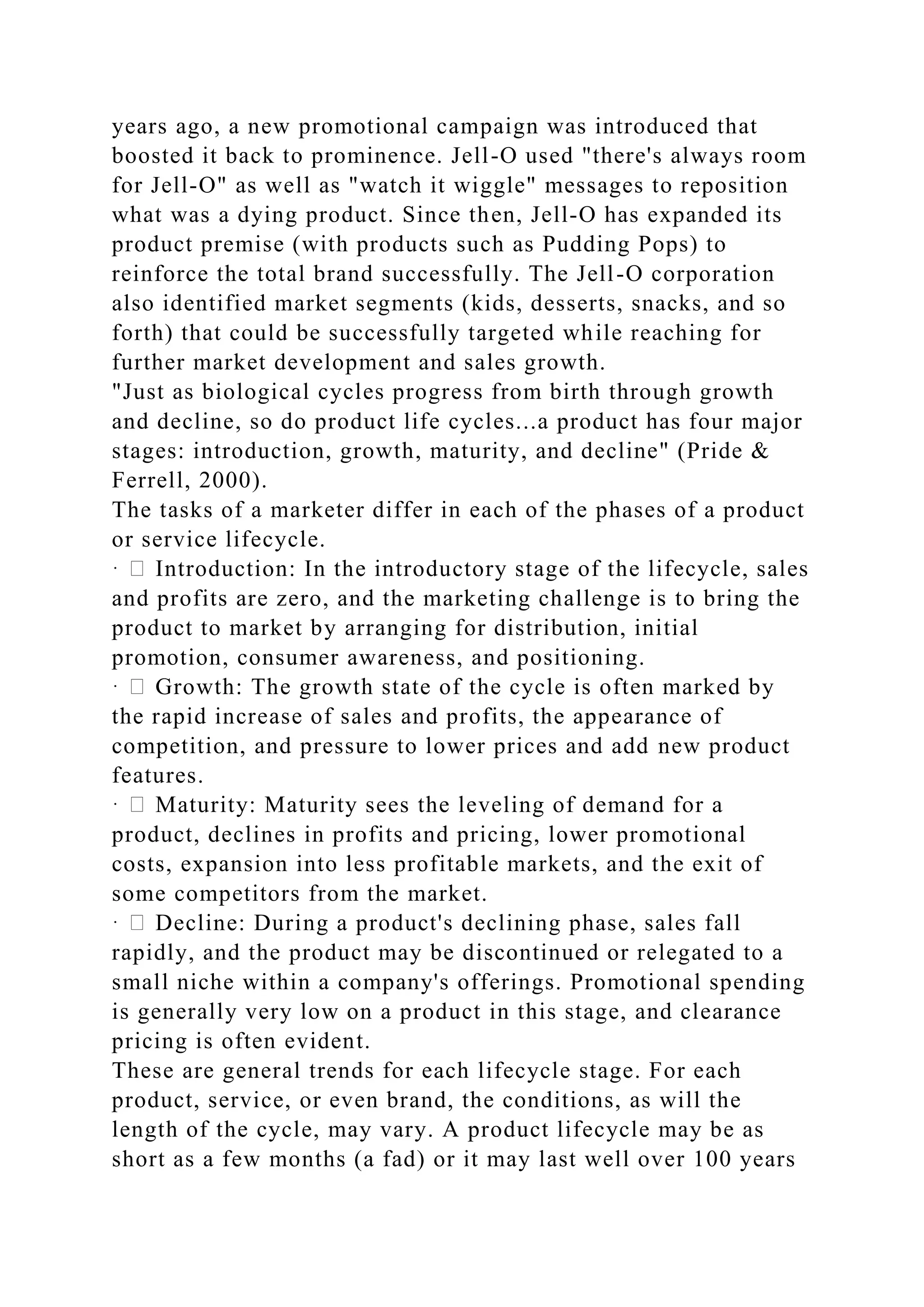 Product Lifecycle Worksheet For each part of the marketing.docx