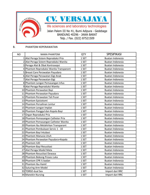 Product list peralatan lab | PDF