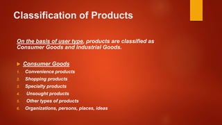 Product management, levels of products & classification of product. | PPTX