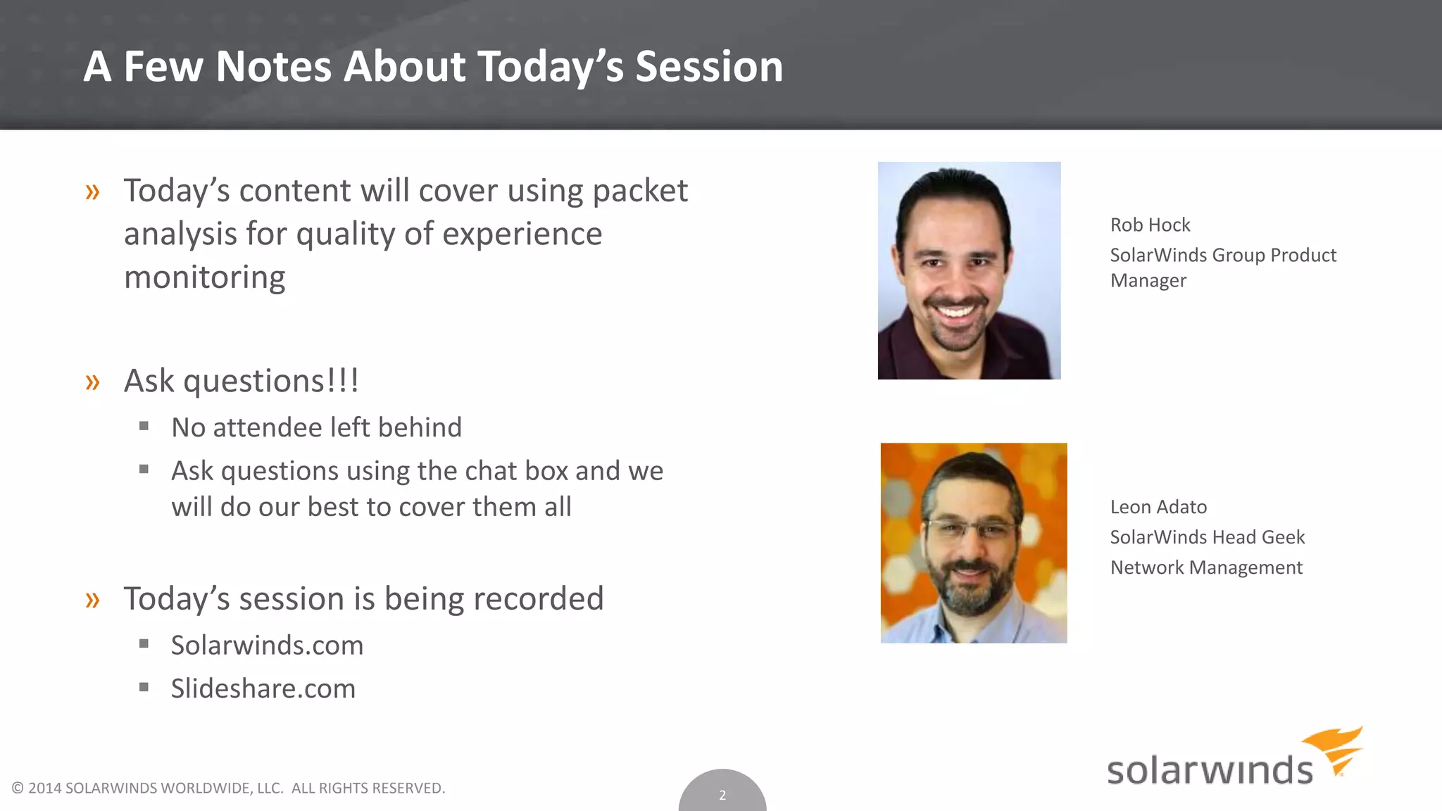 SolarWinds Product Management Technical Drilldown on Deep Packet ...