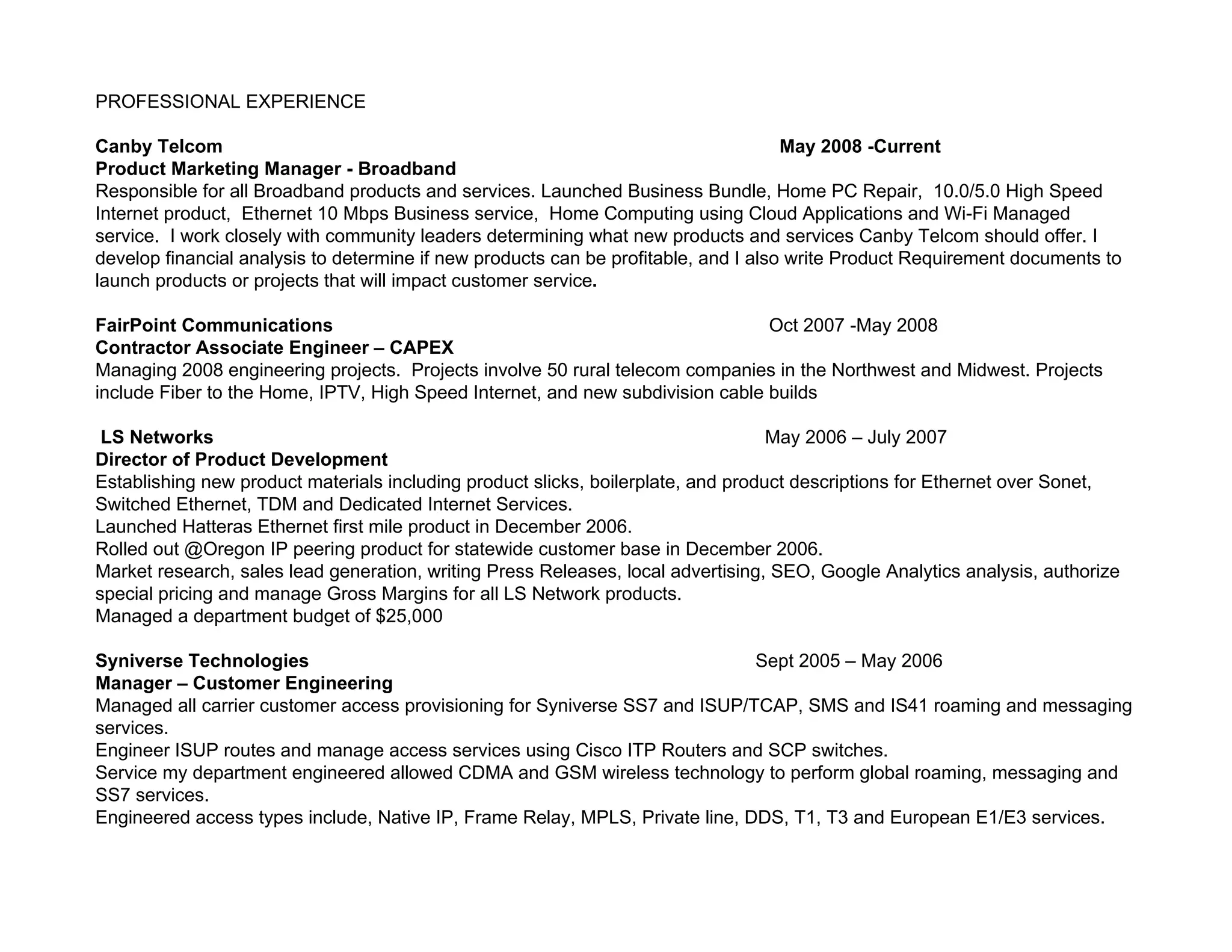 Product Management Telecommunications | PDF