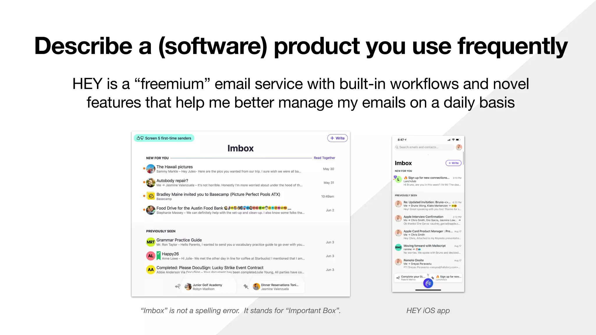 HEY Product manager exercise | PPT