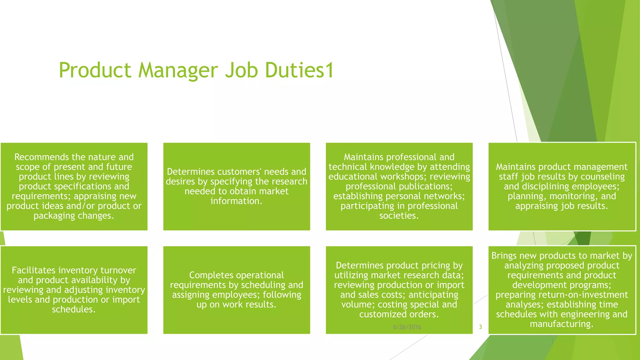 Product manager job description | PPTX