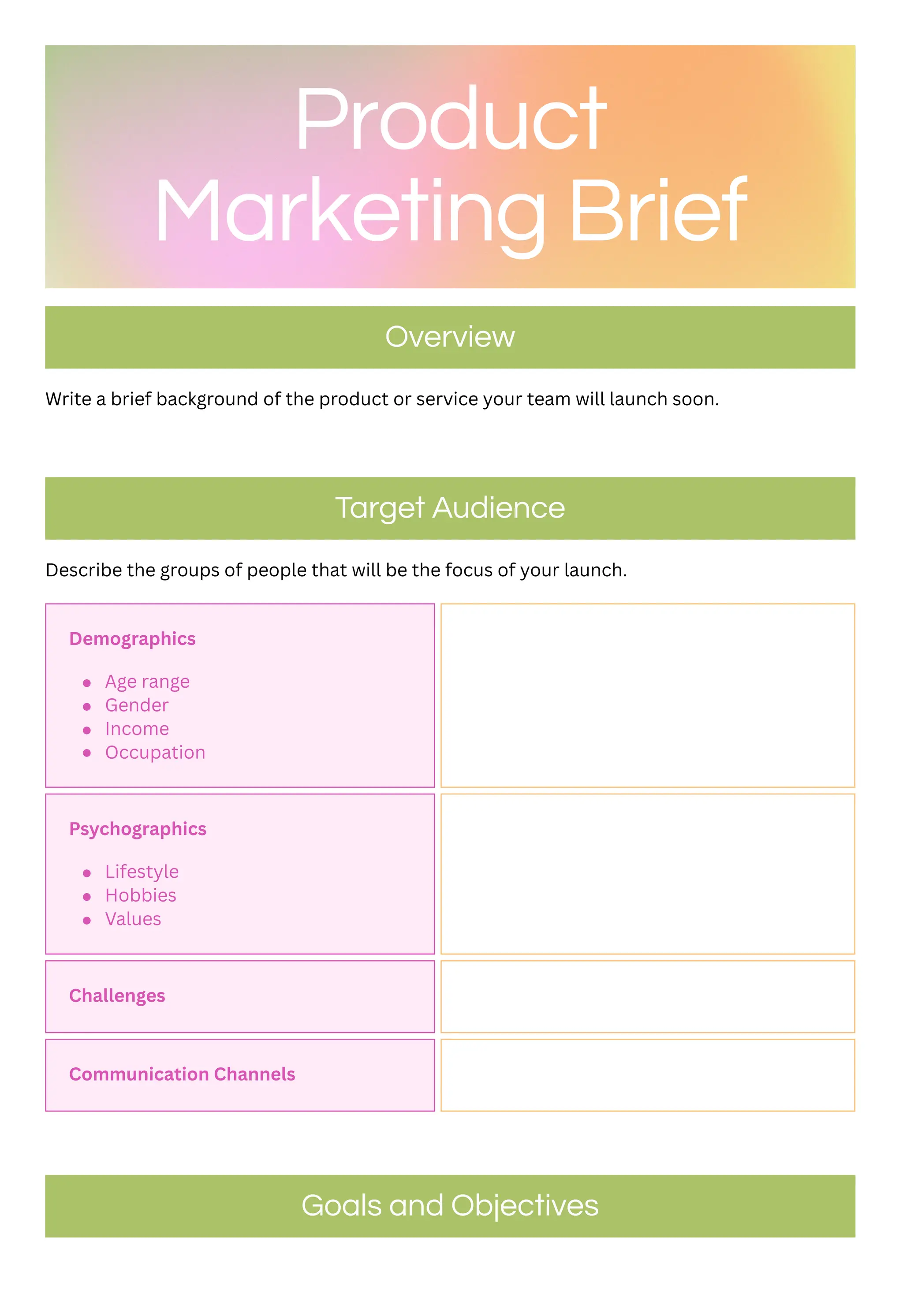 Example - Product Marketing Brief Template | PDF