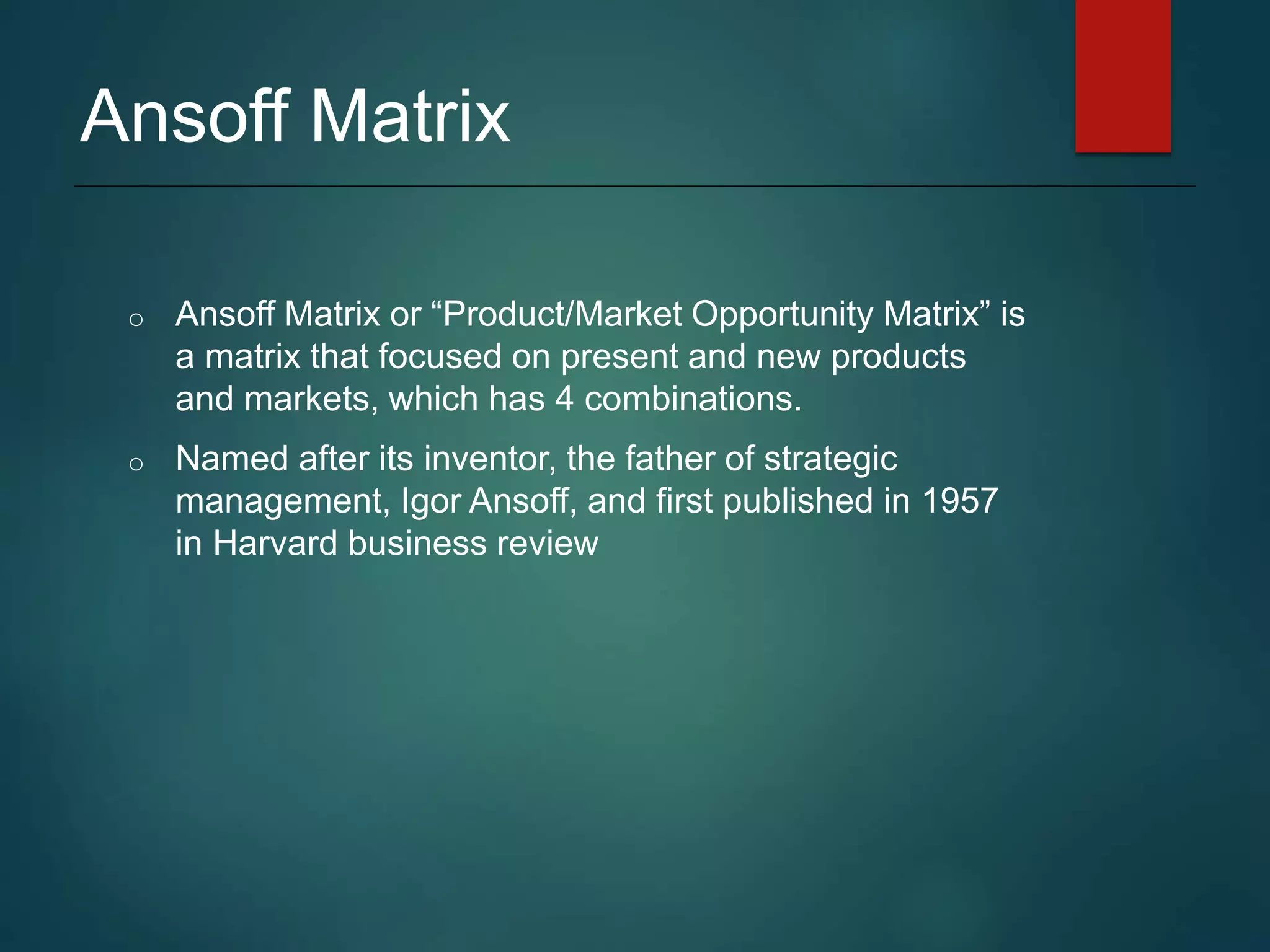 Ansoff matrix | PPTX