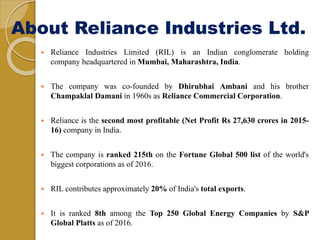 Product mix of Reliance Industries Ltd | PPTX